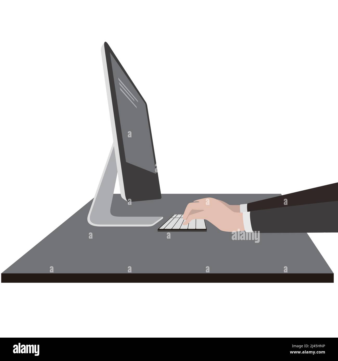Business man using the computer, vector illustration Stock Vector Image ...