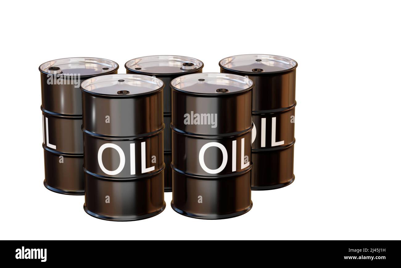 isolated 3d render of oil barrels in for energy concepts Stock Photo ...