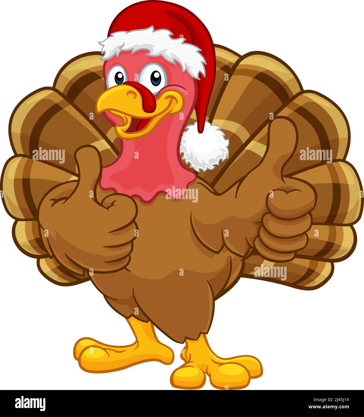 Turkey In Santa Hat Christmas Thanksgiving Cartoon Stock Vector Image ...