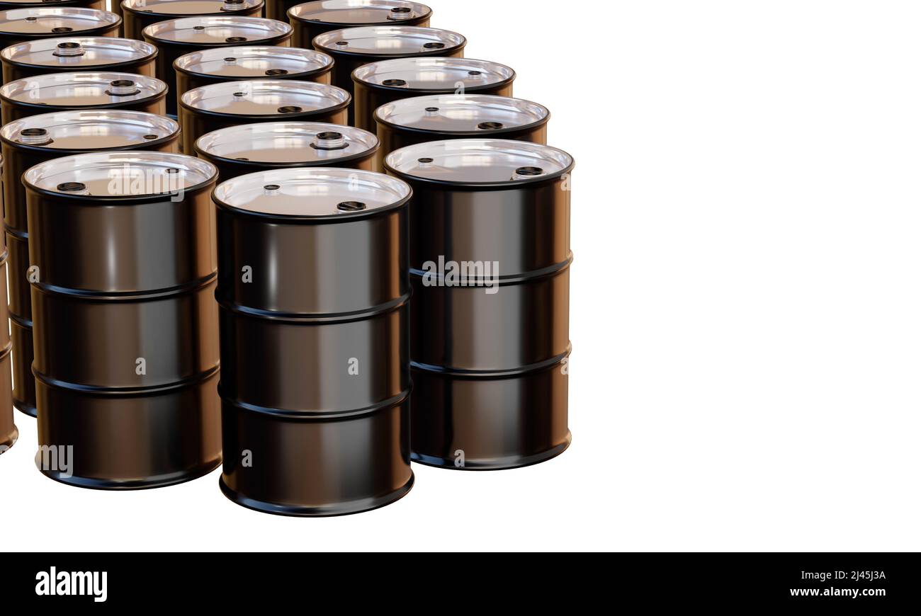 isolated 3d render of oil barrels in for energy concepts Stock Photo ...