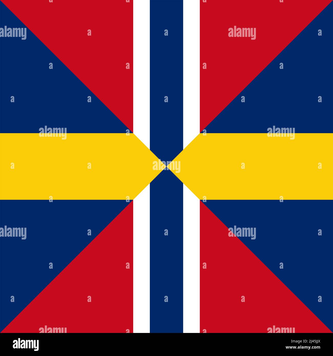 Top view of flag Norge-Sverige-Sildesalaten, Norway. Norwegian travel ...
