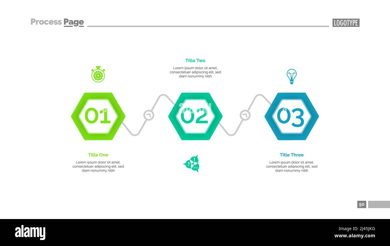 Process diagram with three elements. Step chart, template, layout ...
