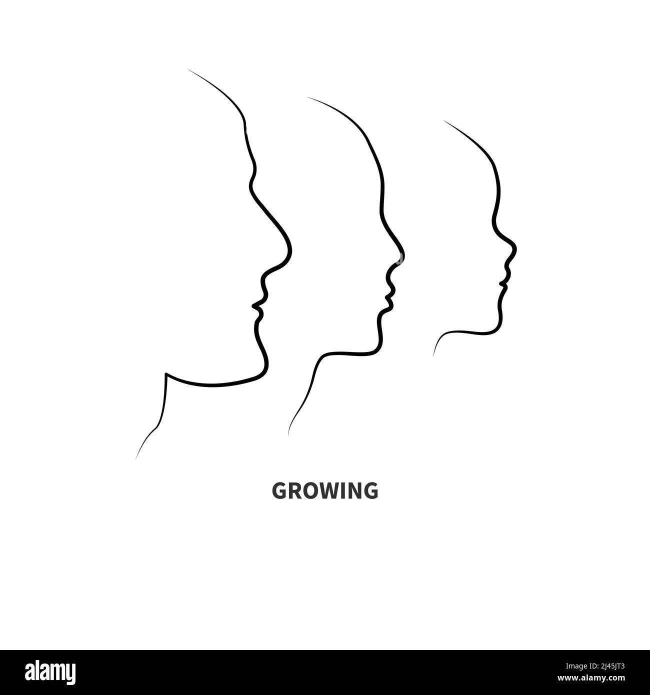 Stages of man maturation from child to adult. Minimalistic logo with ...