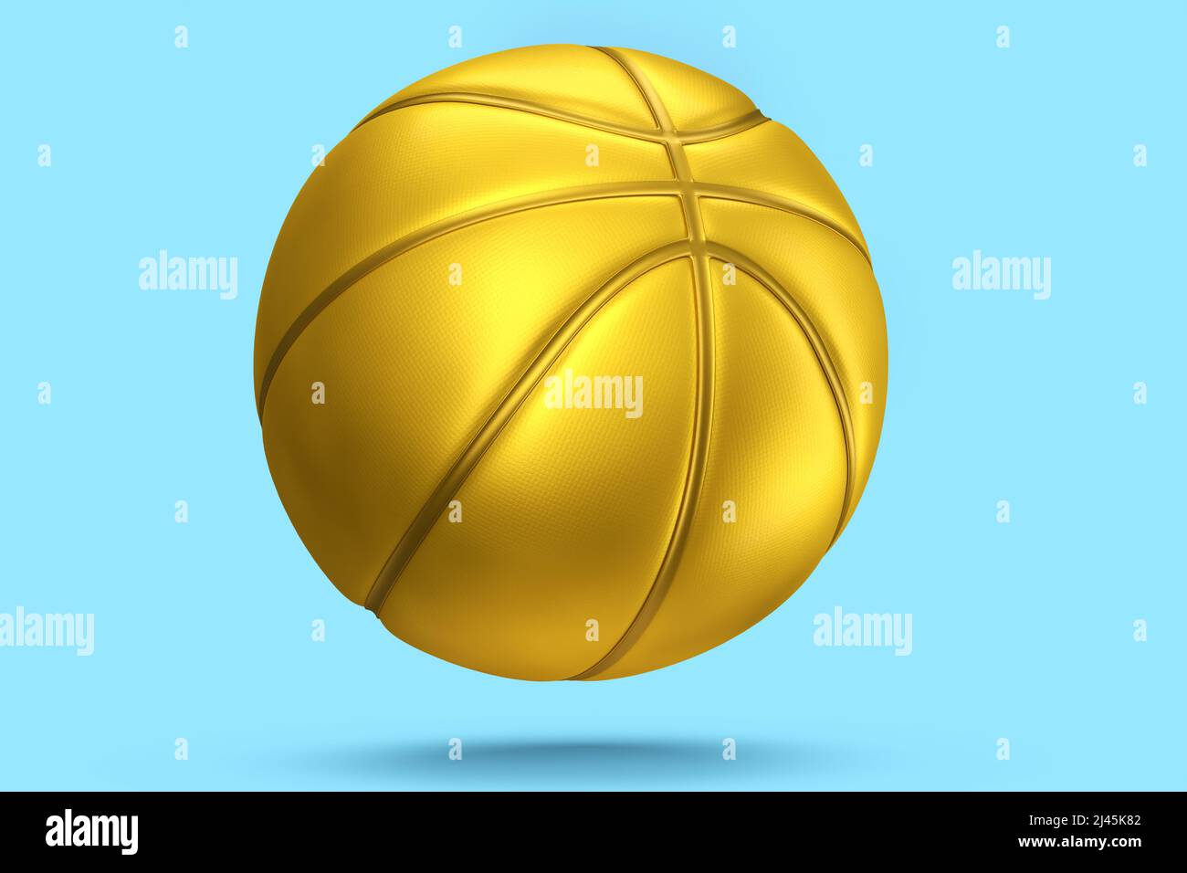 Gold basketball ball isolated on blue background. 3d rendering of sport ...