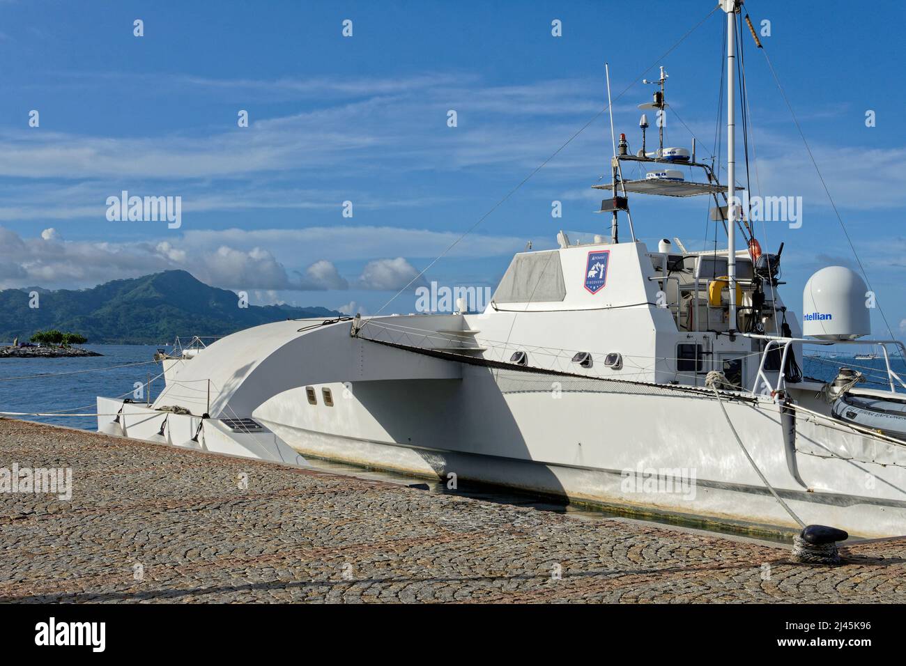 French Polynesia, Raiatea: Olivier de Kersauson’s trimaran Titaina ...