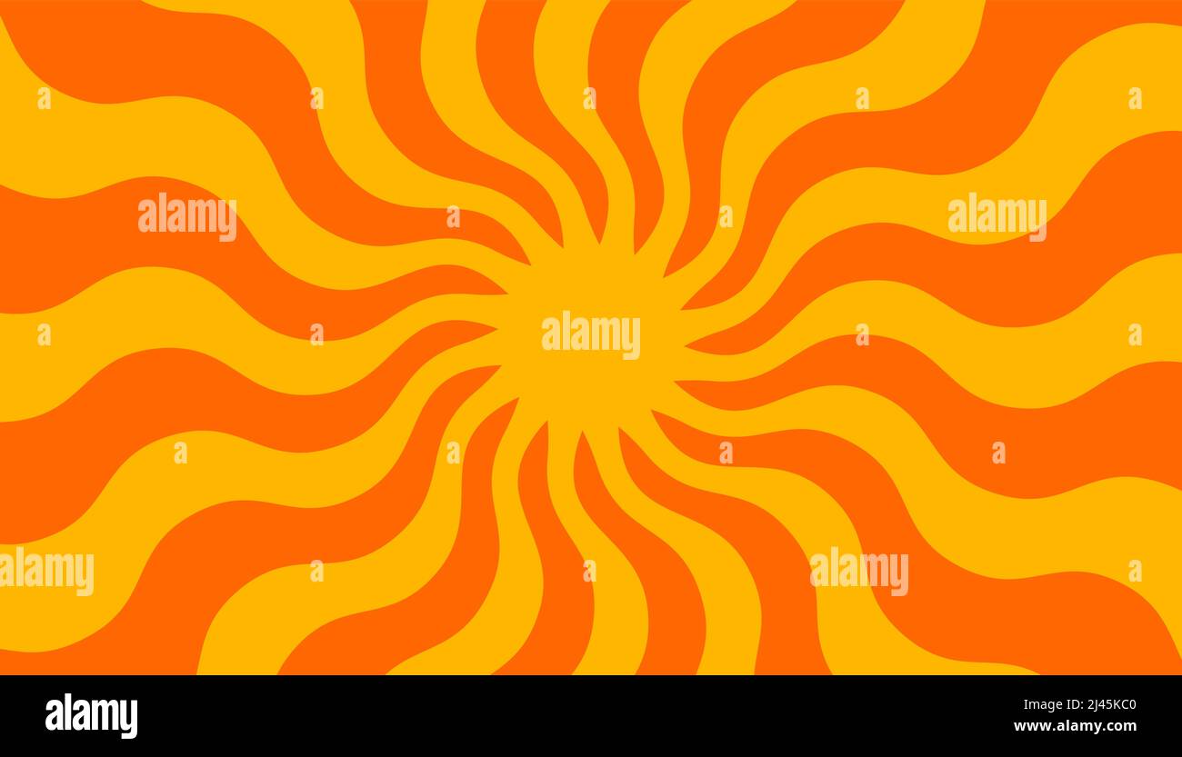 Retro banner with sun and rays in style of 70s. Sunburst, sunrise ...