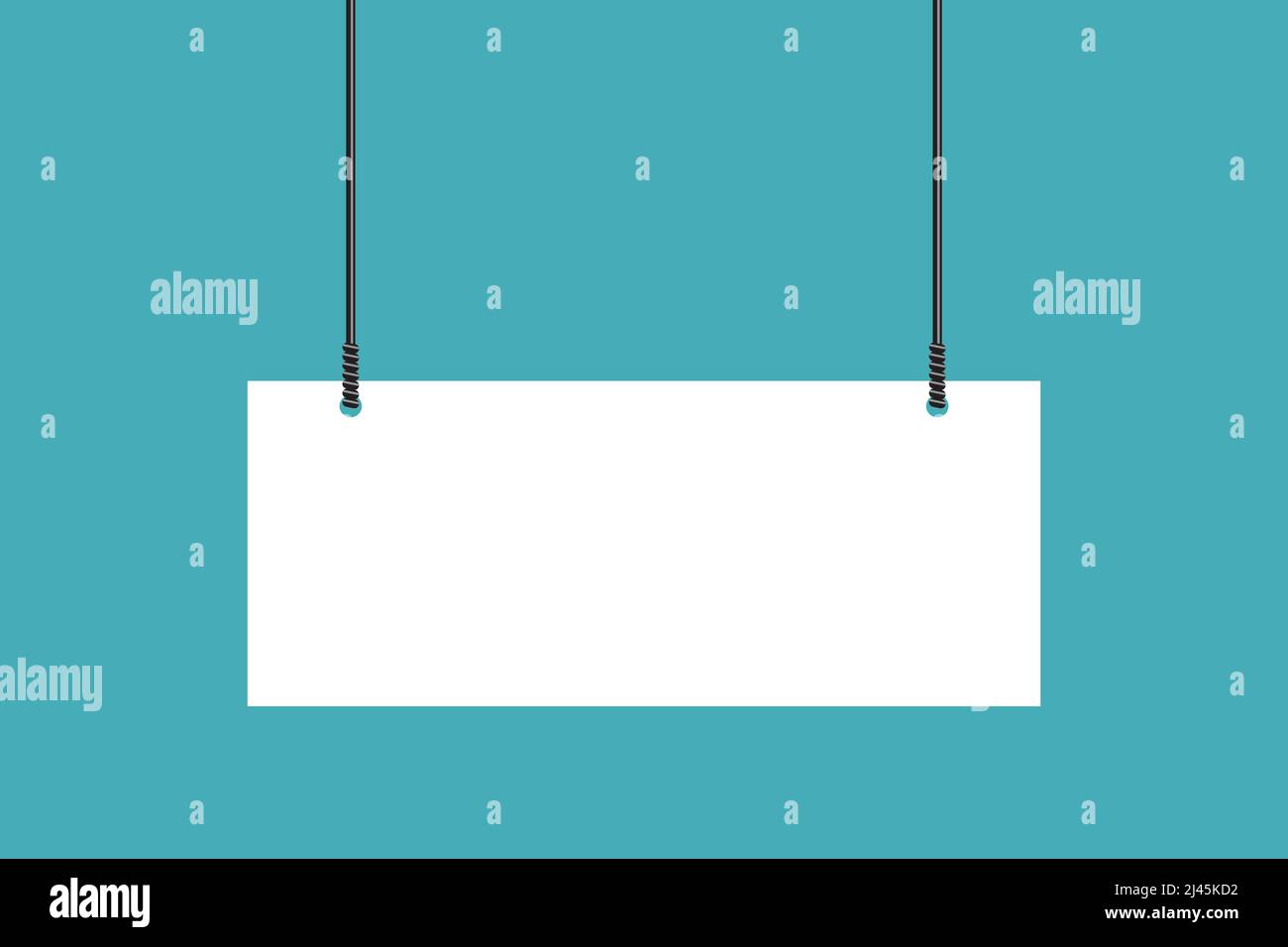 hanging sign against on green background for notice, message ...