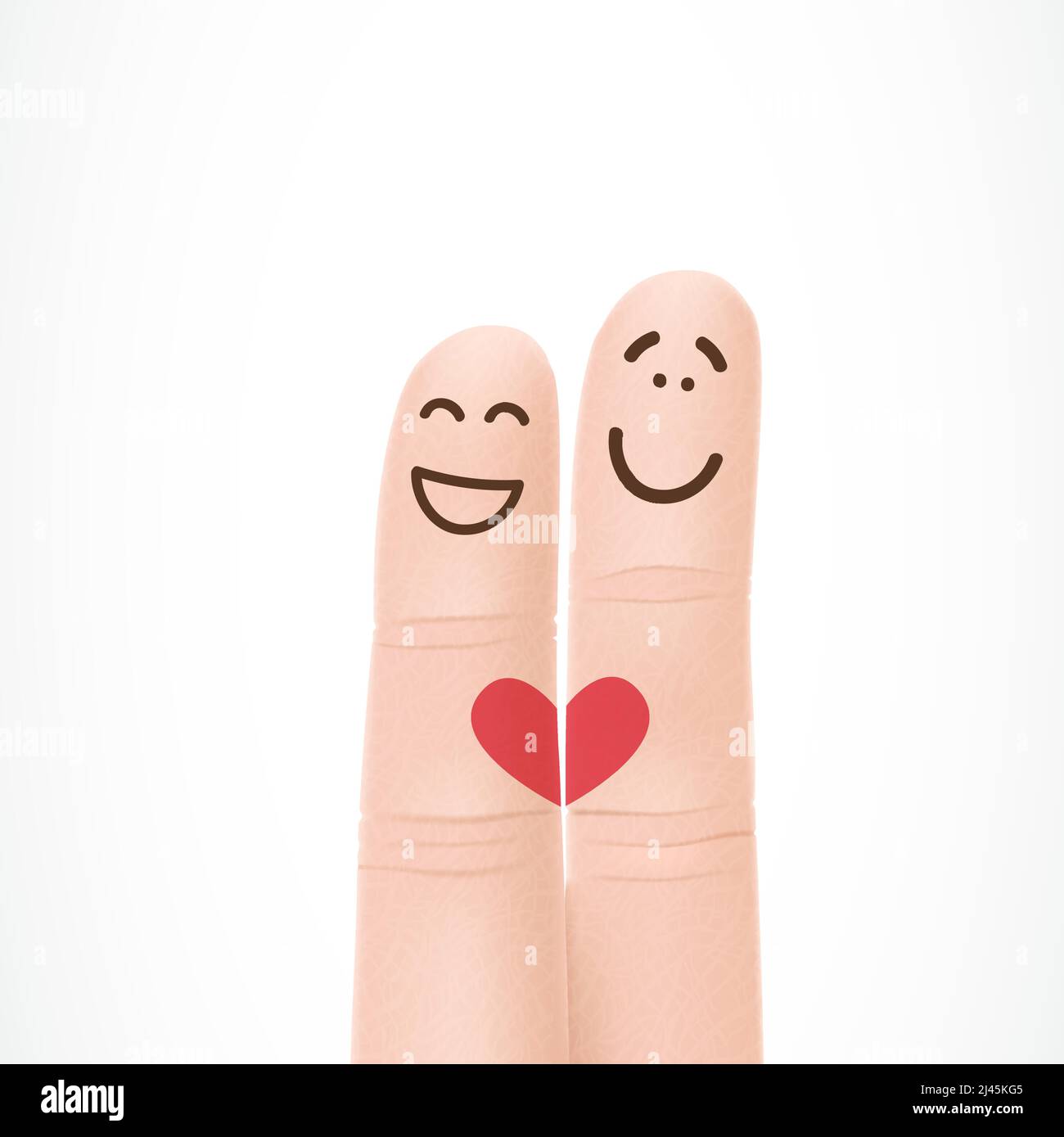 Funny fingers with faces in love. Happiness, romantic, couple, amour ...
