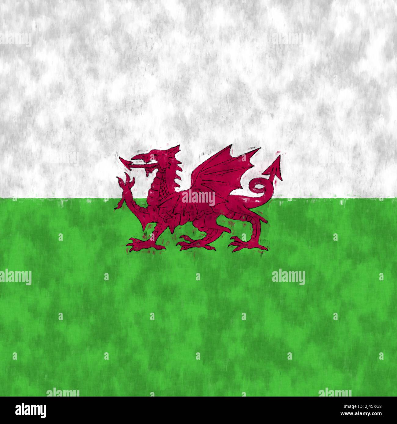 Wales oil painting. Wales emblem drawing canvas. A painted picture of a ...