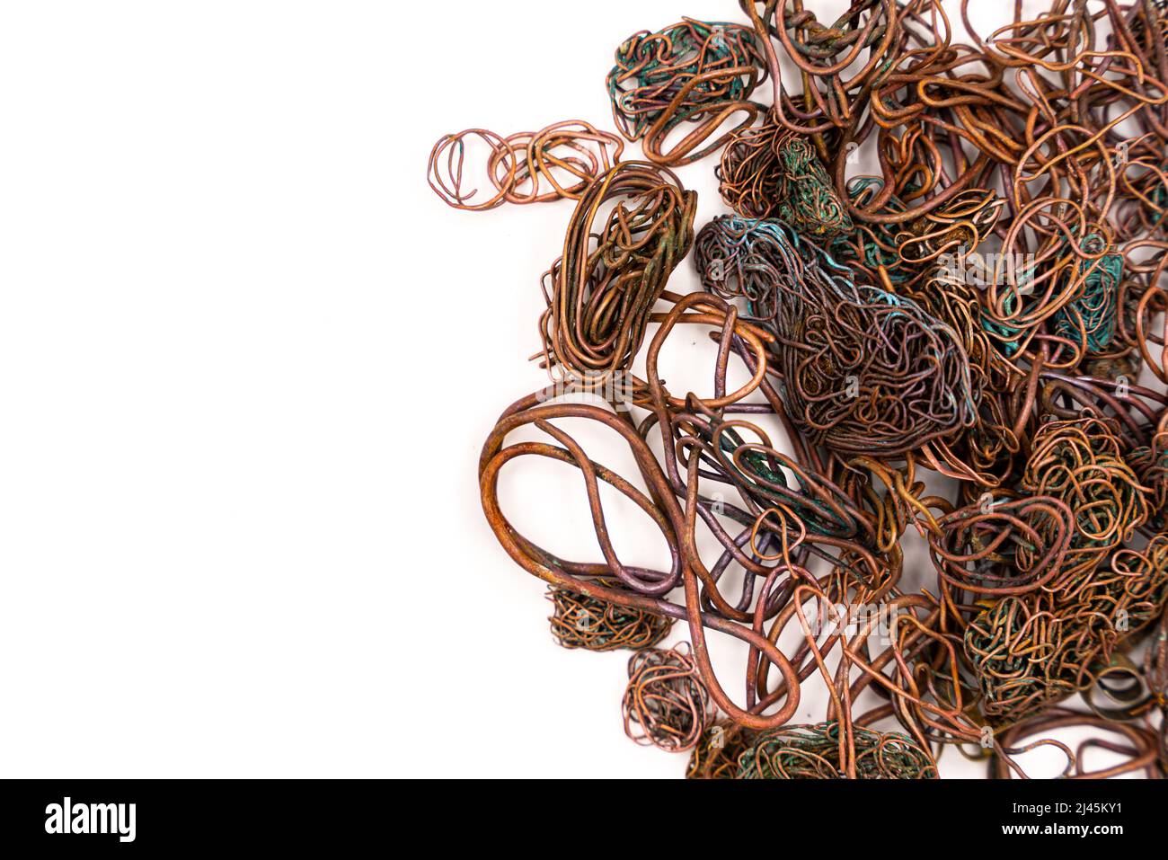 Burned copper wire isolated on white background. High quality photo ...