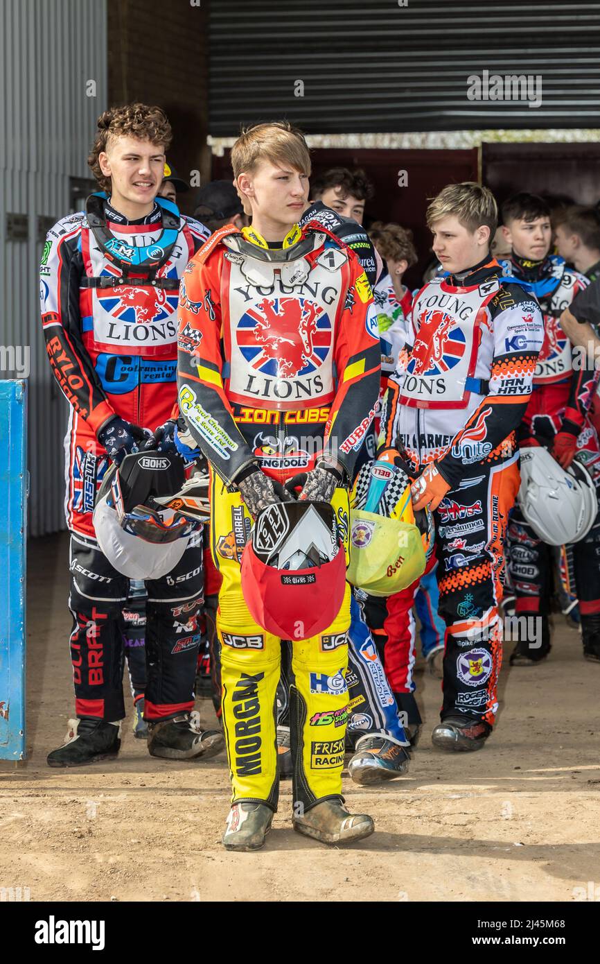 Vinnie Foord, Harry McGurk, Sam Hagon ready for the start. Motorcycle ...