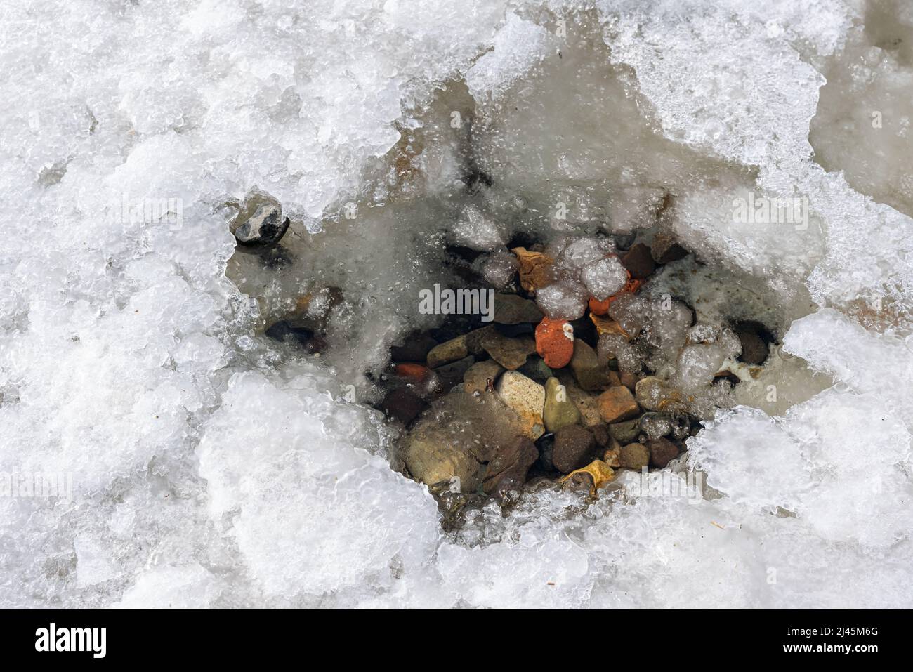 crack in the ice sheet. snowy ice. Cracked ice floats on the sea. High ...