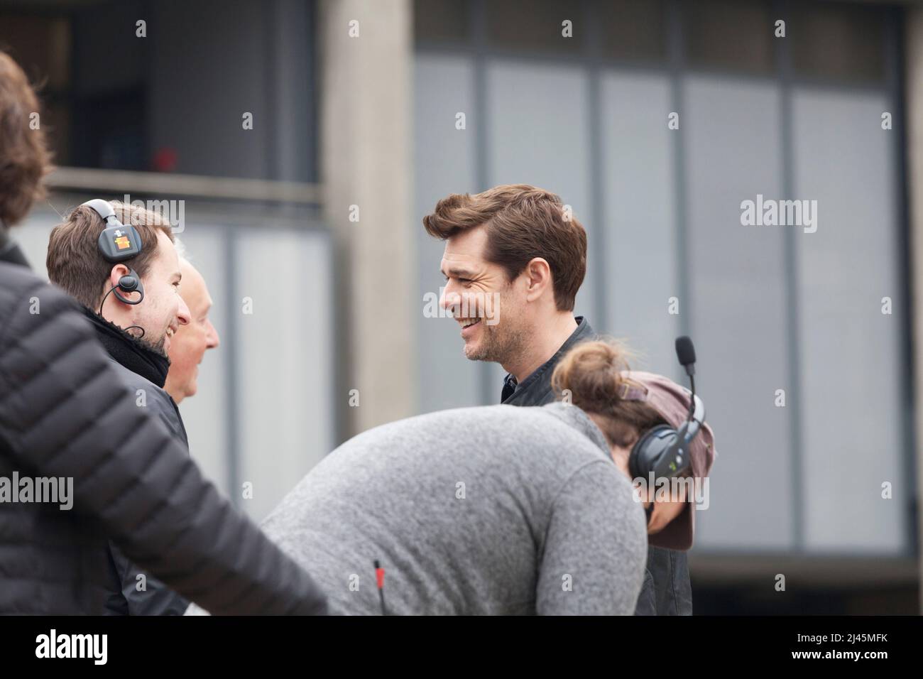 Darlington, UK. 12th April 2022. The TV drama, Vera, was filming in the ...