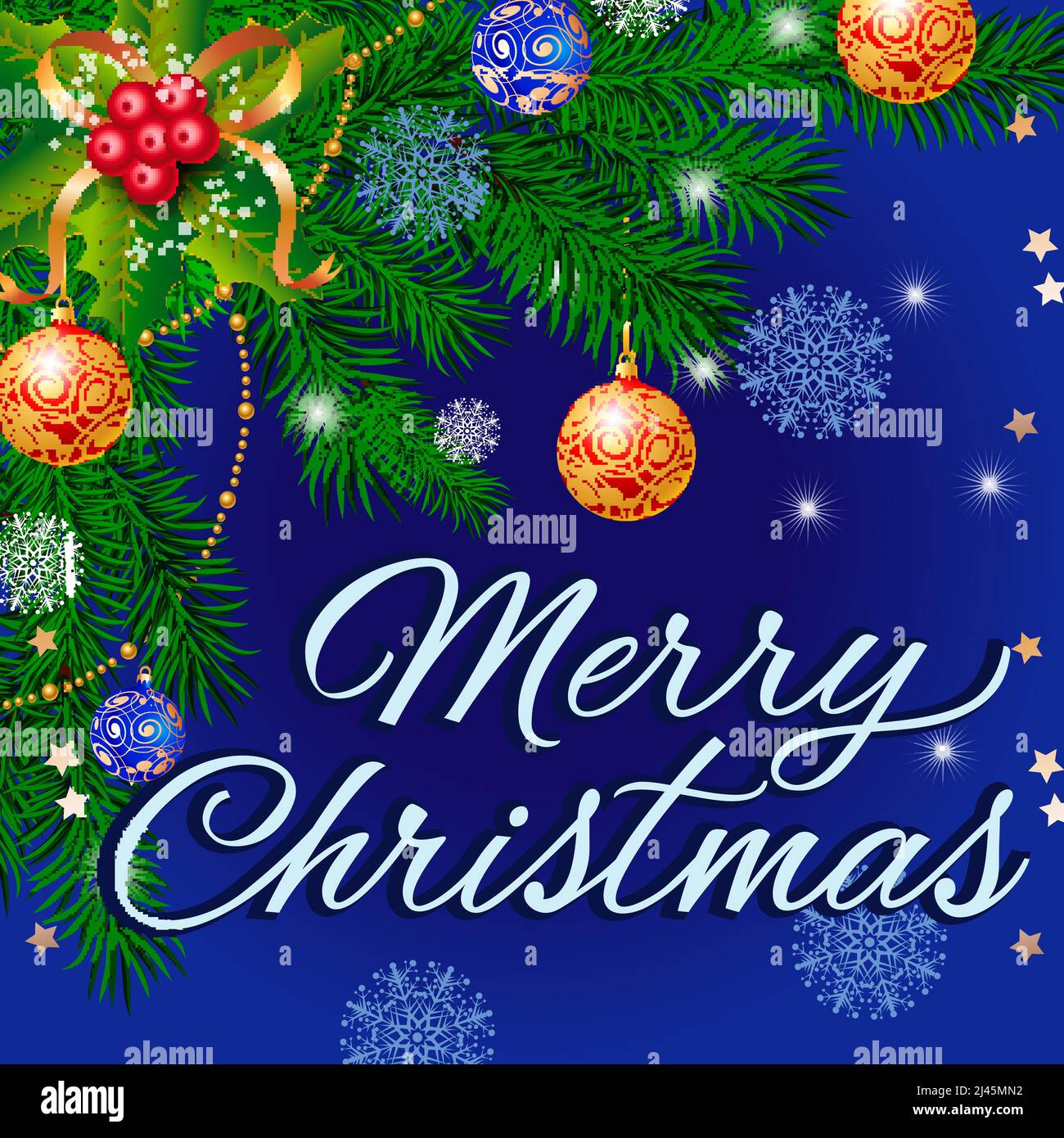 Merry Christmas lettering. Winter inscription with snowflakes and ...