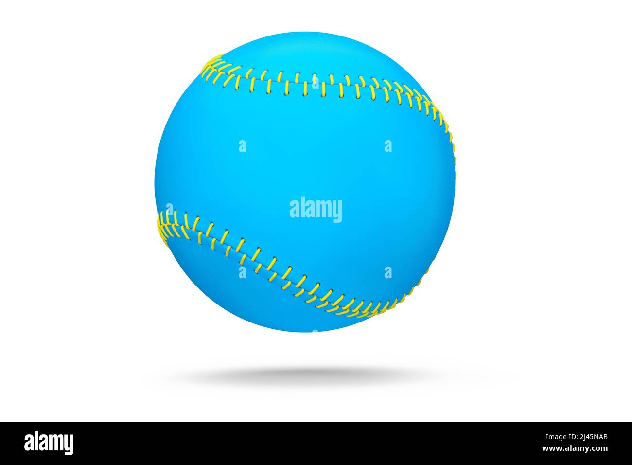 Blue softball or baseball ball isolated on white background. 3d ...