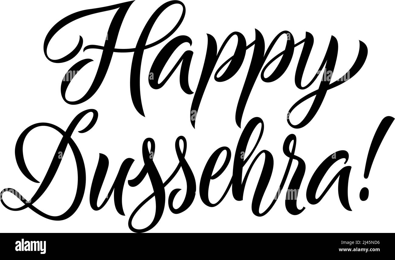 Happy dussehra lettering for your greeting card design Black and White ...