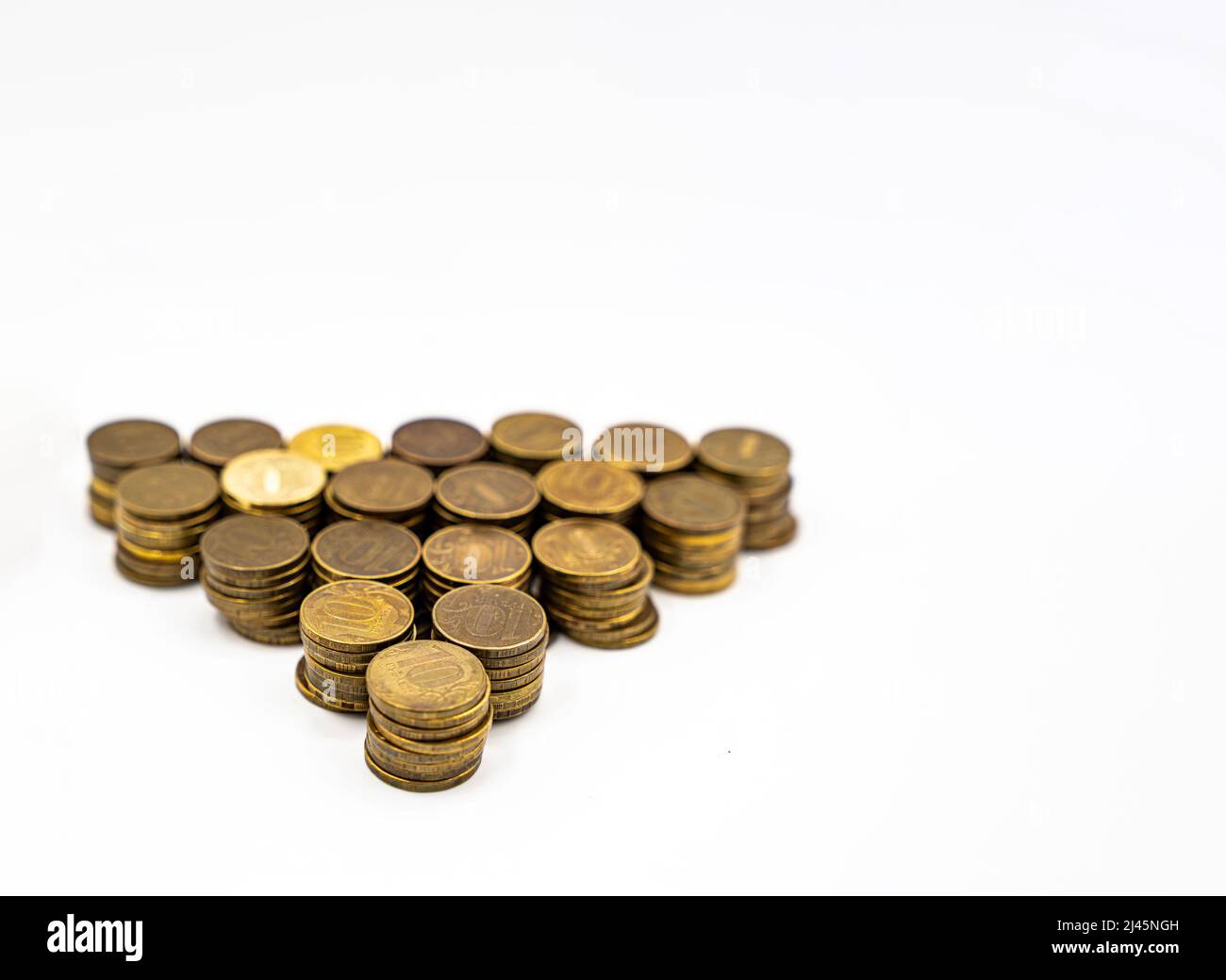 Russian rubles of various denominations on a white background Stock ...
