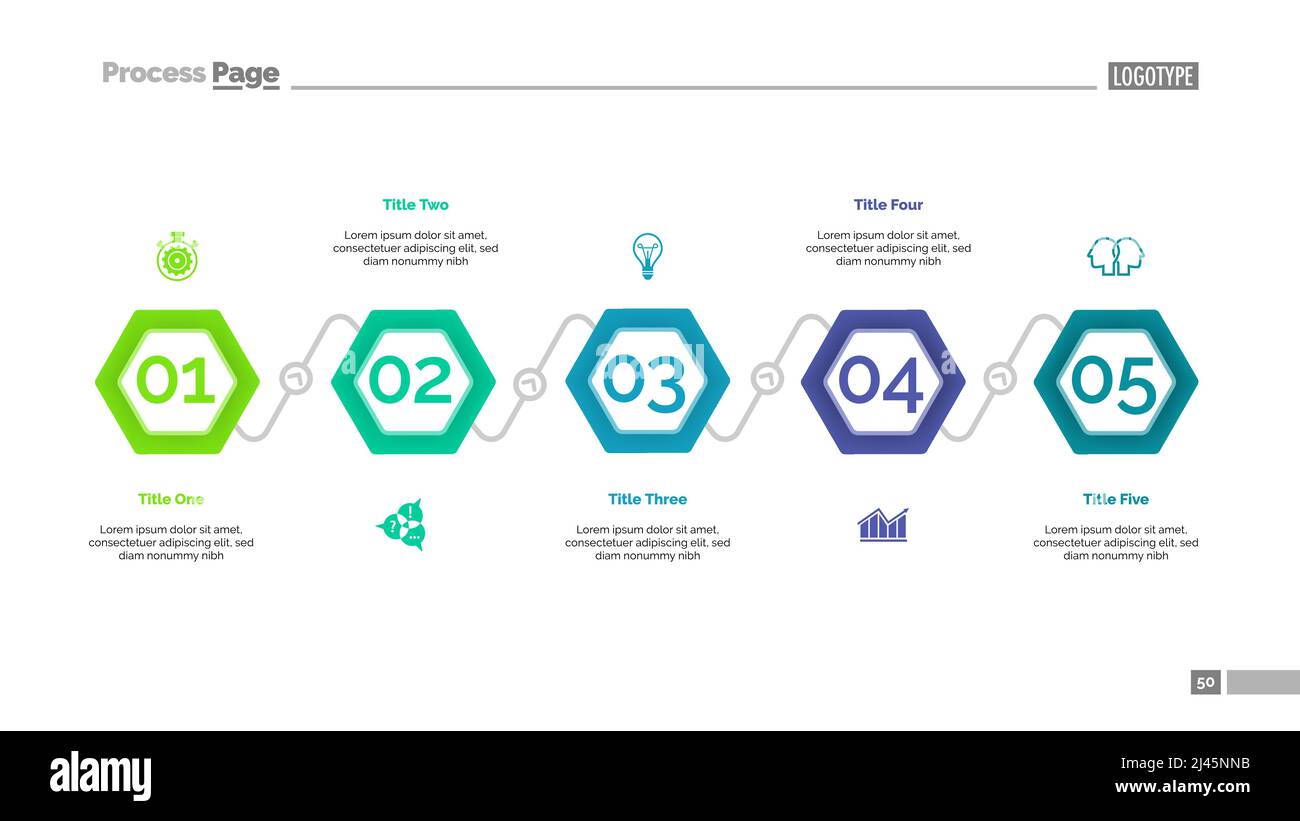 Process diagram with five elements. Step chart, template, layout ...