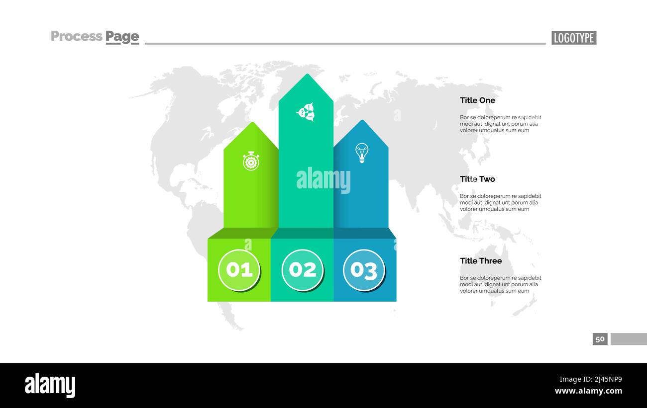 Three arrows process chart slide template. Business data. Infochart ...