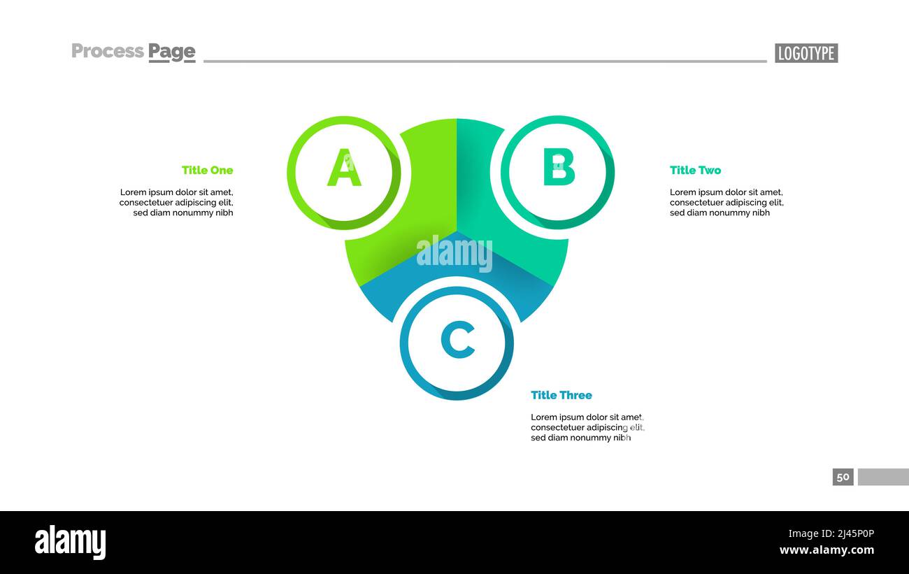 Pie diagram with three elements. Chart, process diagram, slide ...