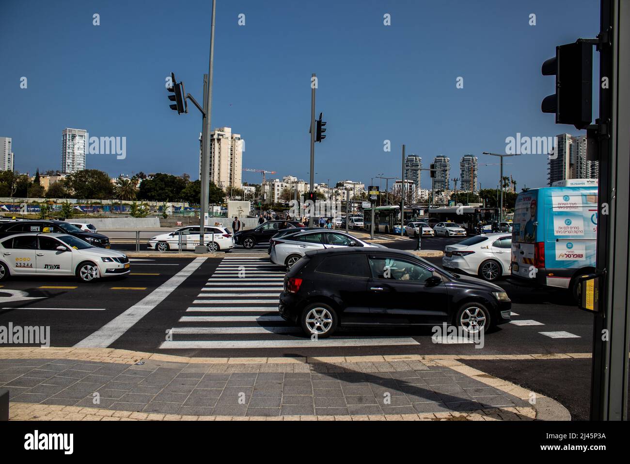 Tel Aviv, Israel - April 11, 2022 Traffic jam in the streets of Tel ...