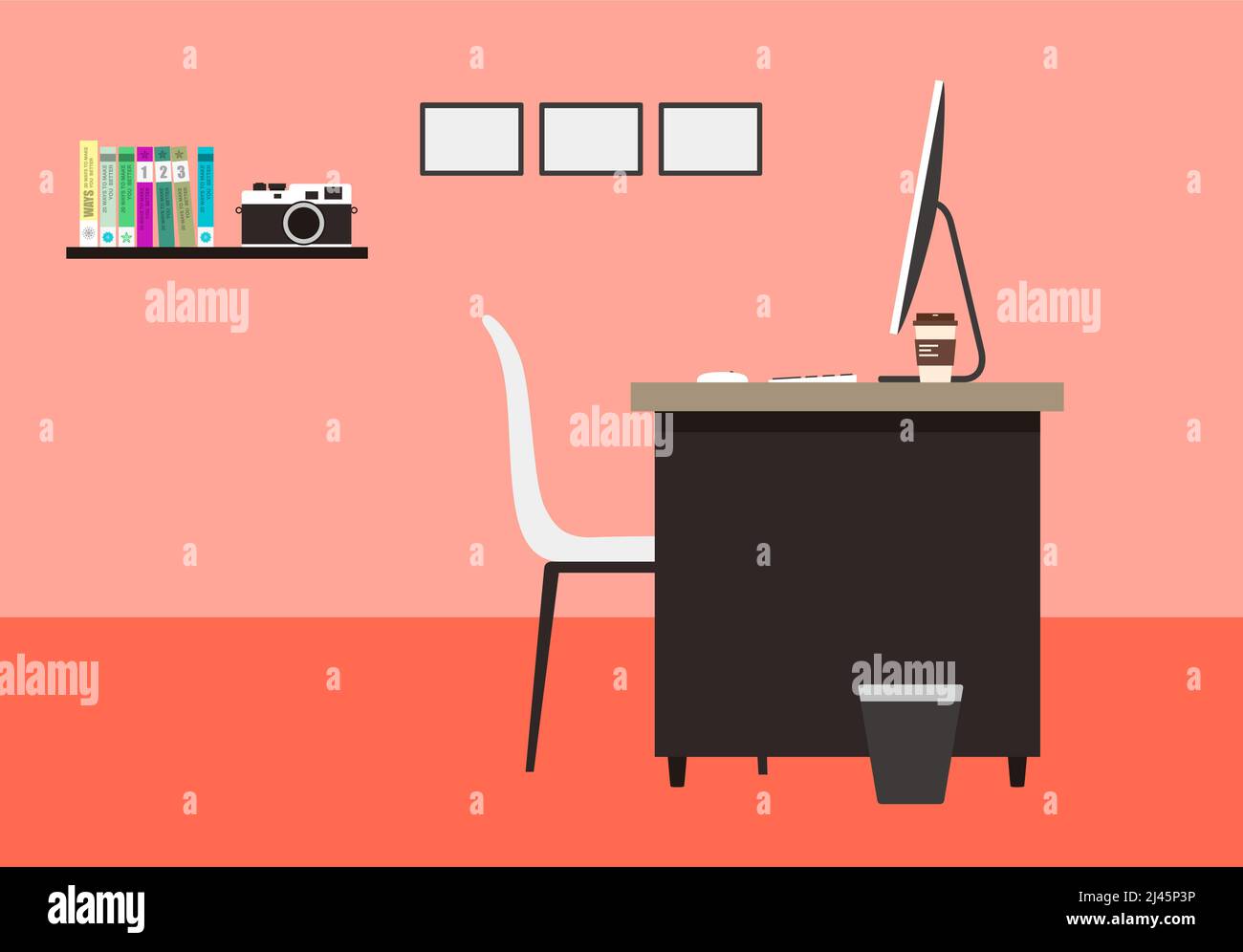 desk with computer and other things, vectordesk with computer and other ...