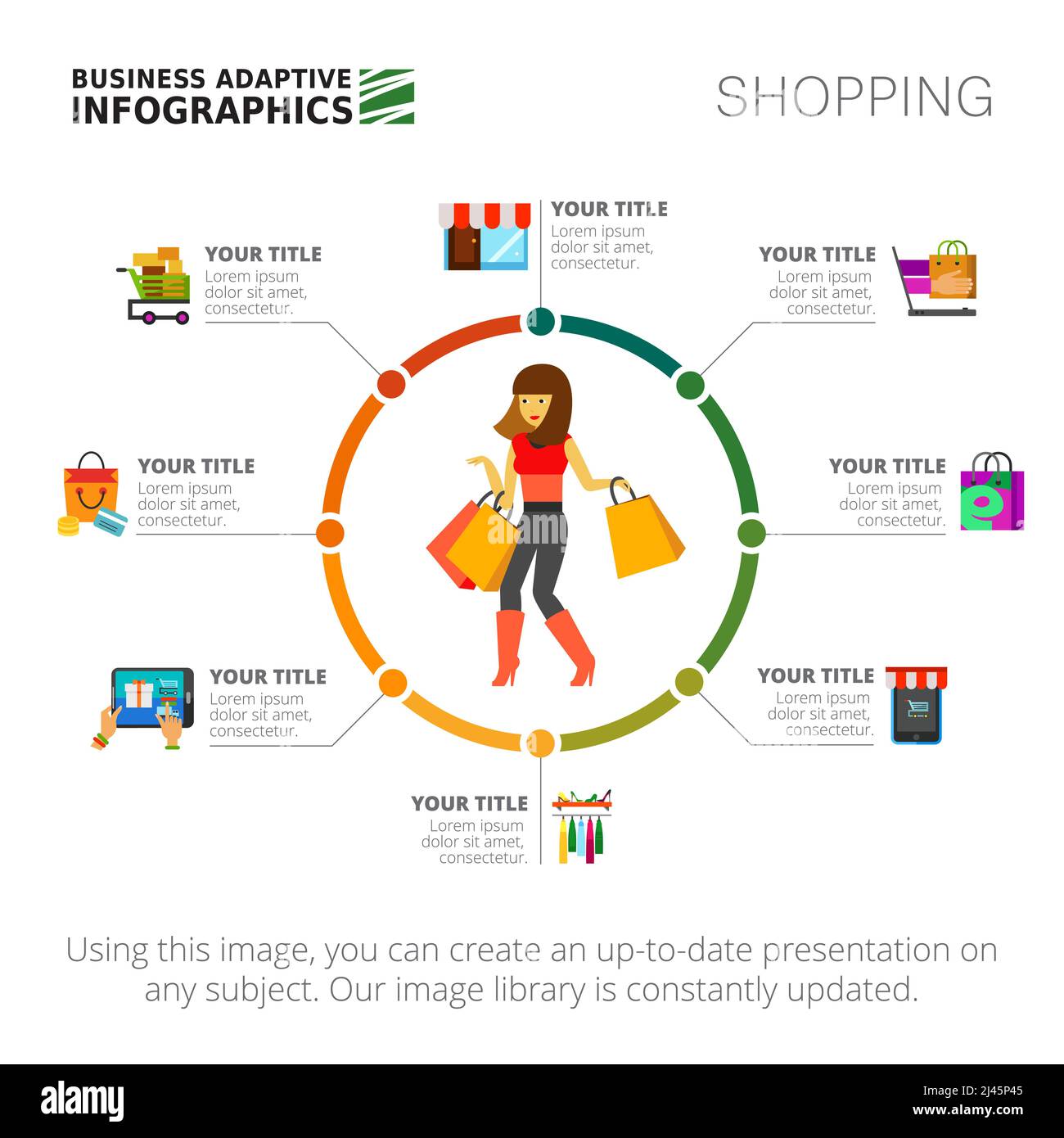 Shopping infographics. Process chart, step diagram, template. Creative ...