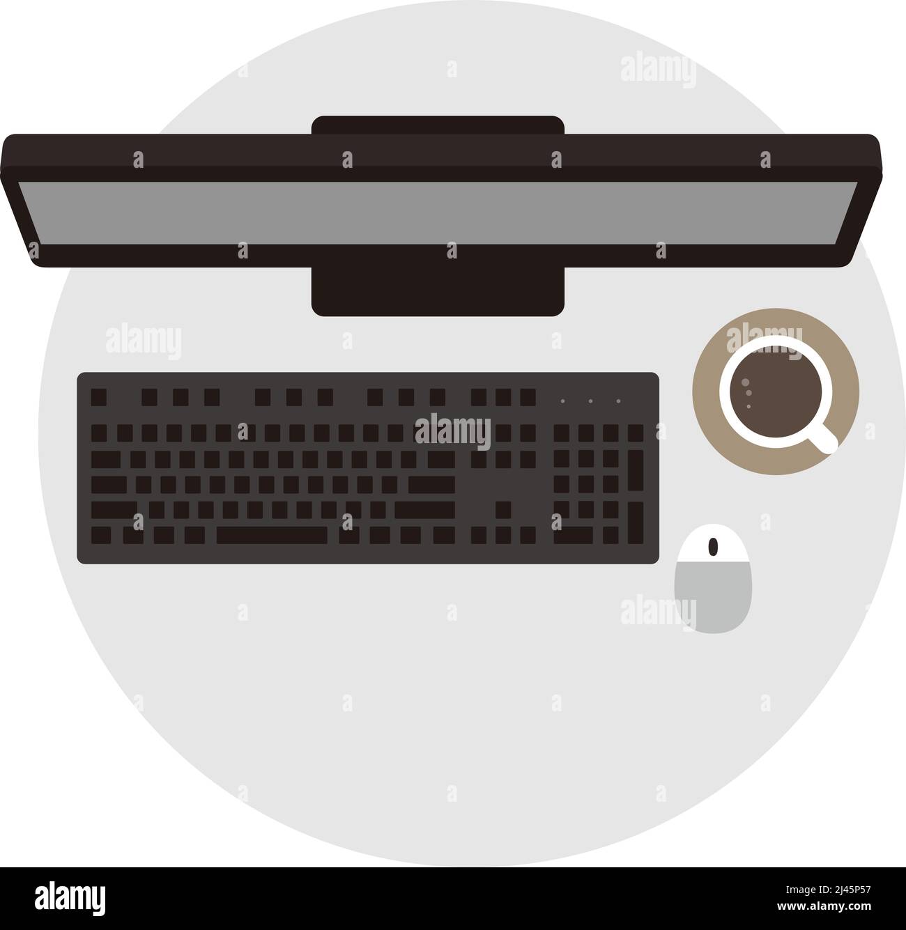 Desk with computer and other things, vector illustration Stock Vector ...