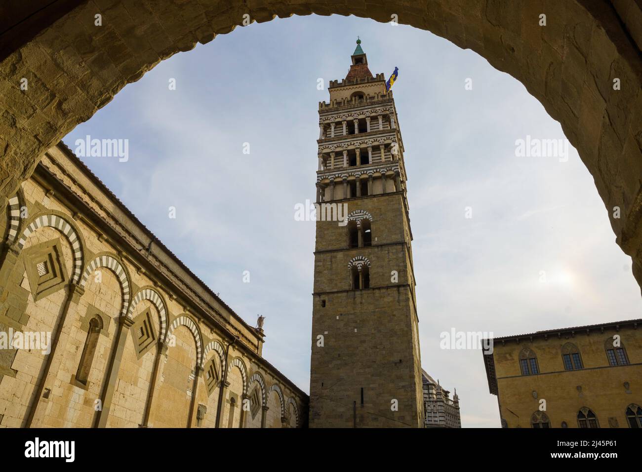 Exterior of historic cathedral of Pistoia, Tuscany, Italy Stock Photo ...