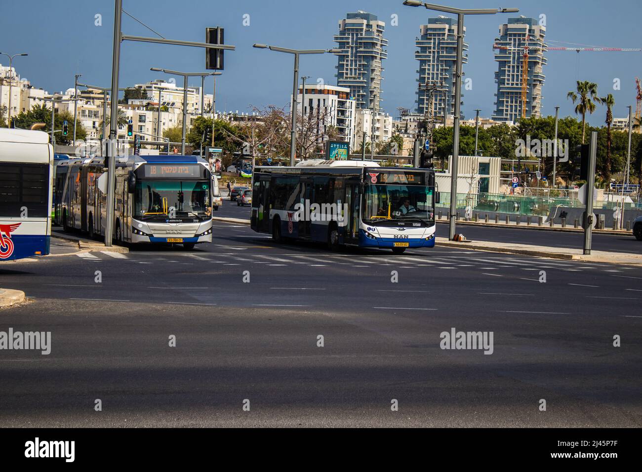 Tel Aviv, Israel - April 11, 2022 Traffic jam in the streets of Tel ...