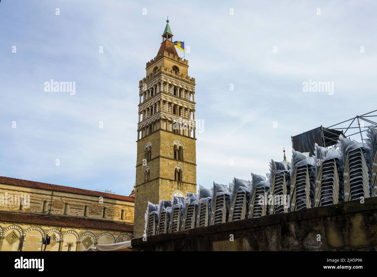 Exterior of historic cathedral of Pistoia, Tuscany, Italy Stock Photo ...
