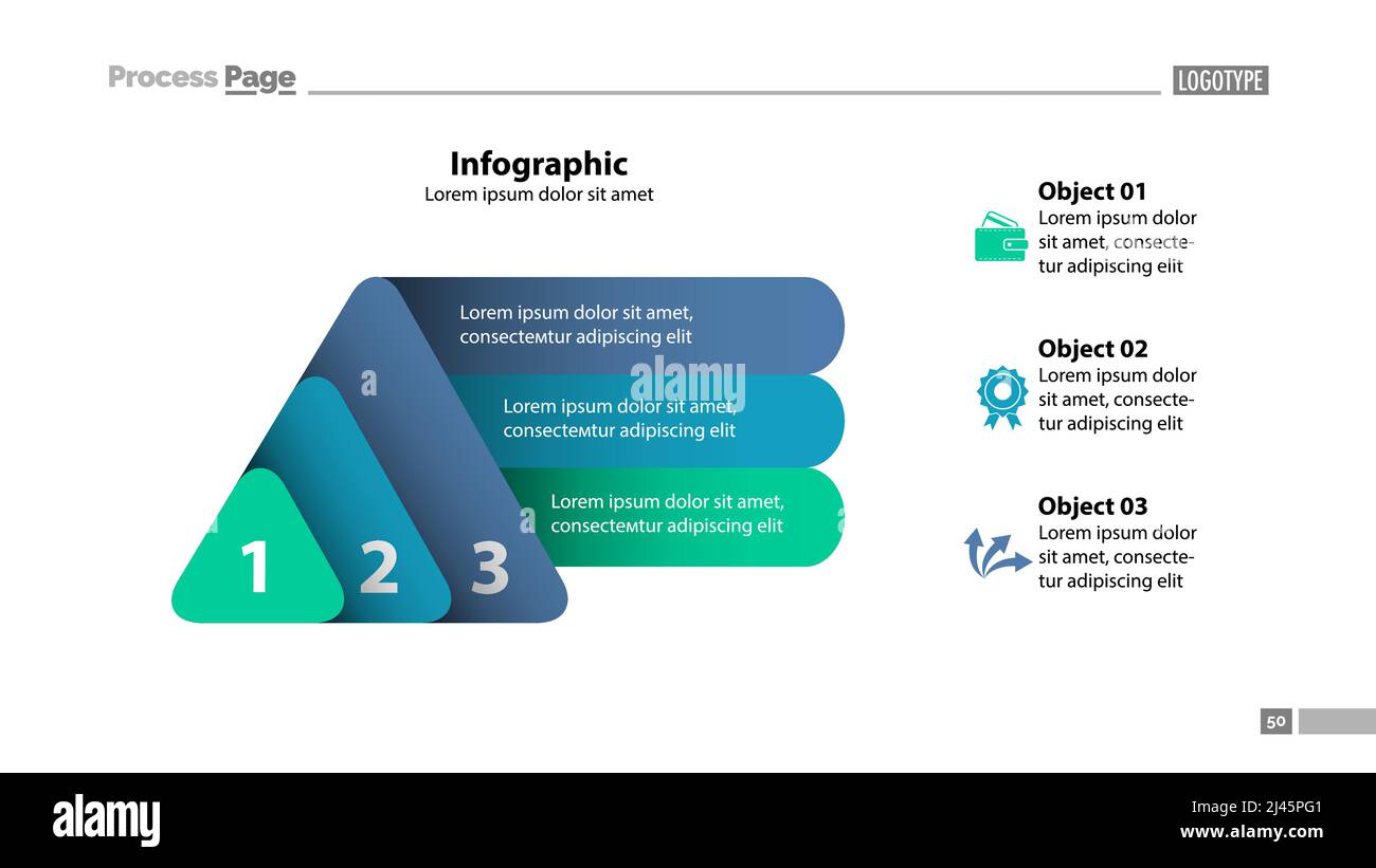 Three elements process chart slide template. Business data. Infochart ...