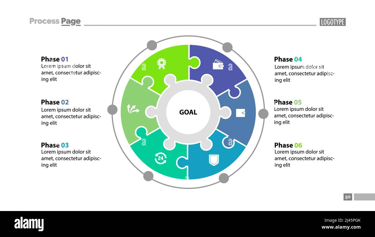 Six elements process chart slide template. Business data. Plan, diagram ...