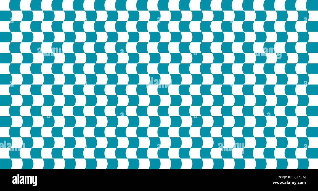 Optical illusion. Distorted chessboard. Checkered abstract background. Op art. Vector design ...