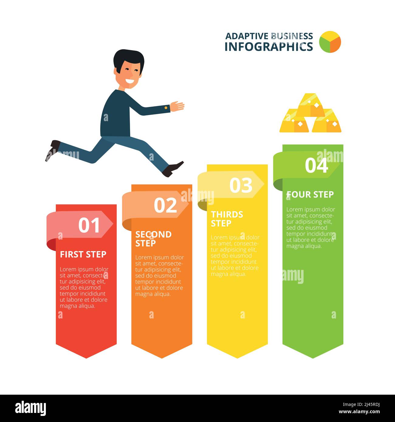 Bar chart with four steps. Metaphor diagram, process diagram, layout ...