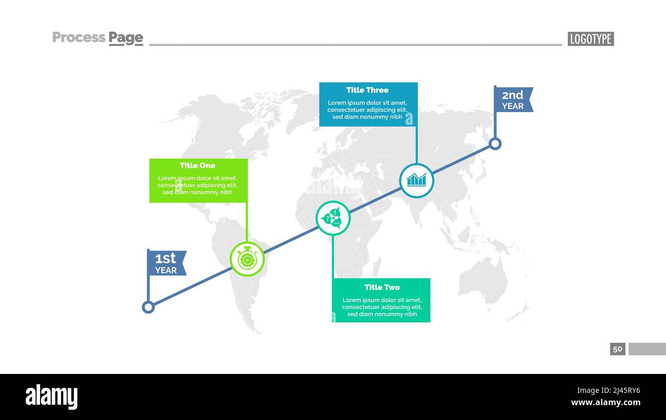 Timeline with three elements. Step chart, process diagram, slide ...