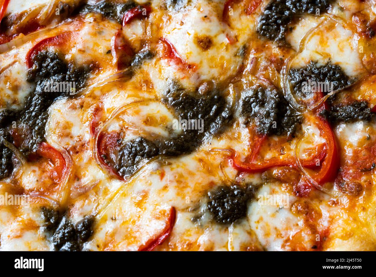 Pizza with Anchovy Paste Puree and Red Onions in Take Away Box. Ready ...