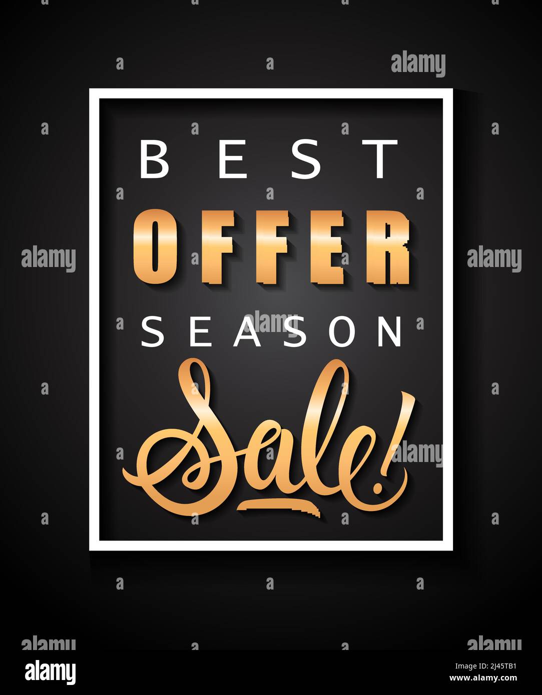 Best Offer Season Sale lettering in frame. Handwritten and typed text ...