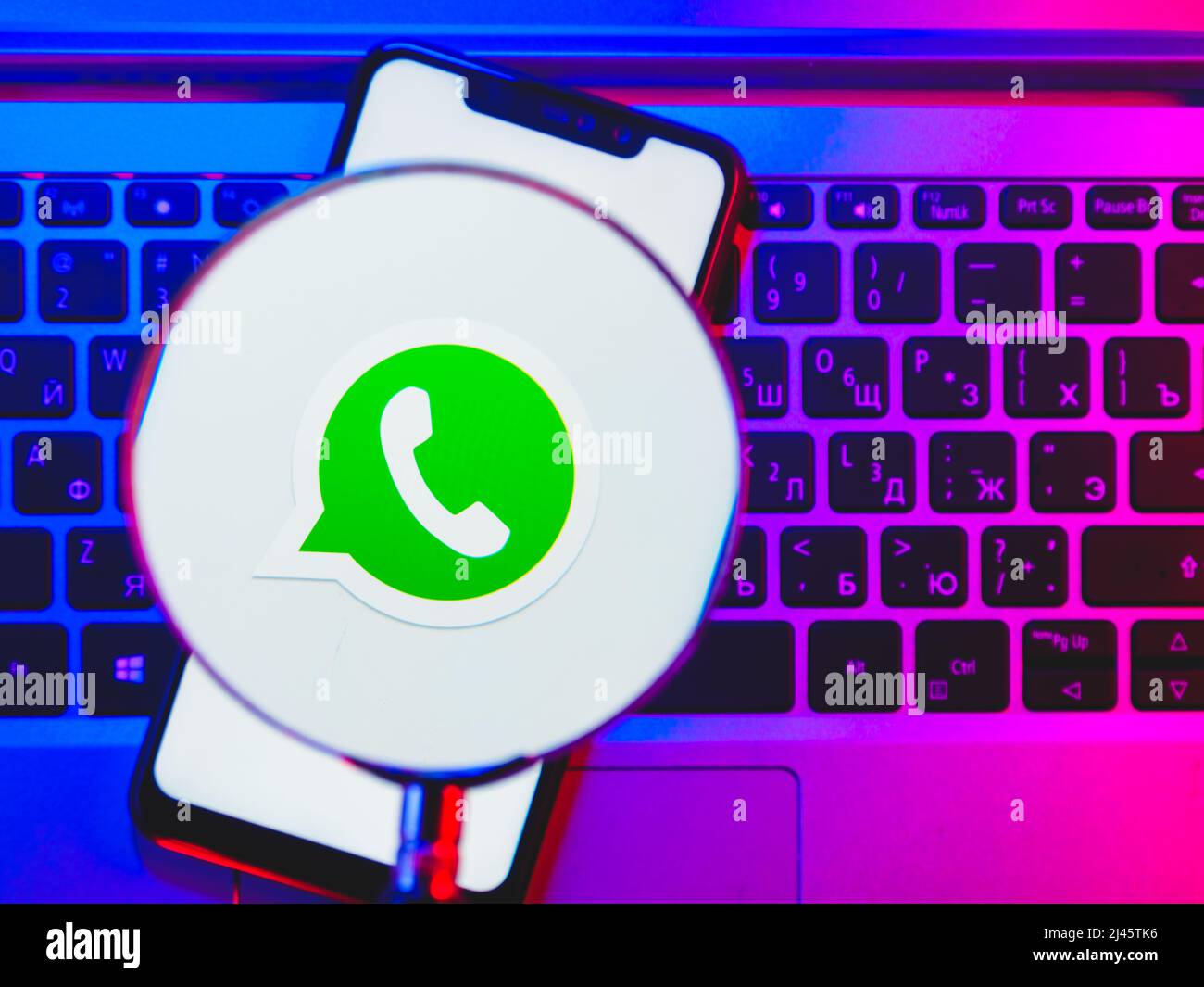 Whatsapp logo on the screen smartphone closeup. WhatsApp is free ...