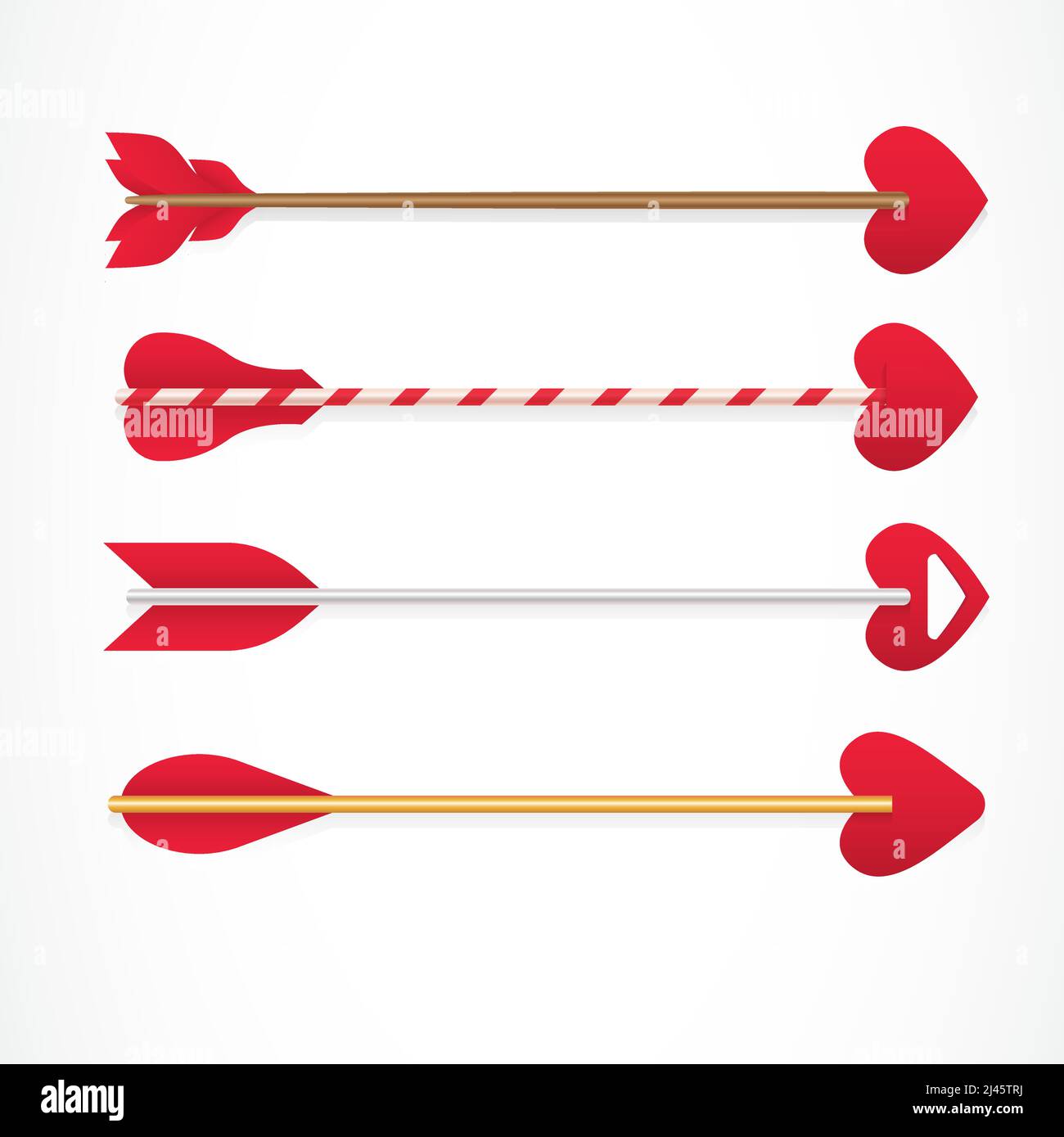 Cupids arrows with tips in shape of hearts. Weapon, love, amour, aiming ...