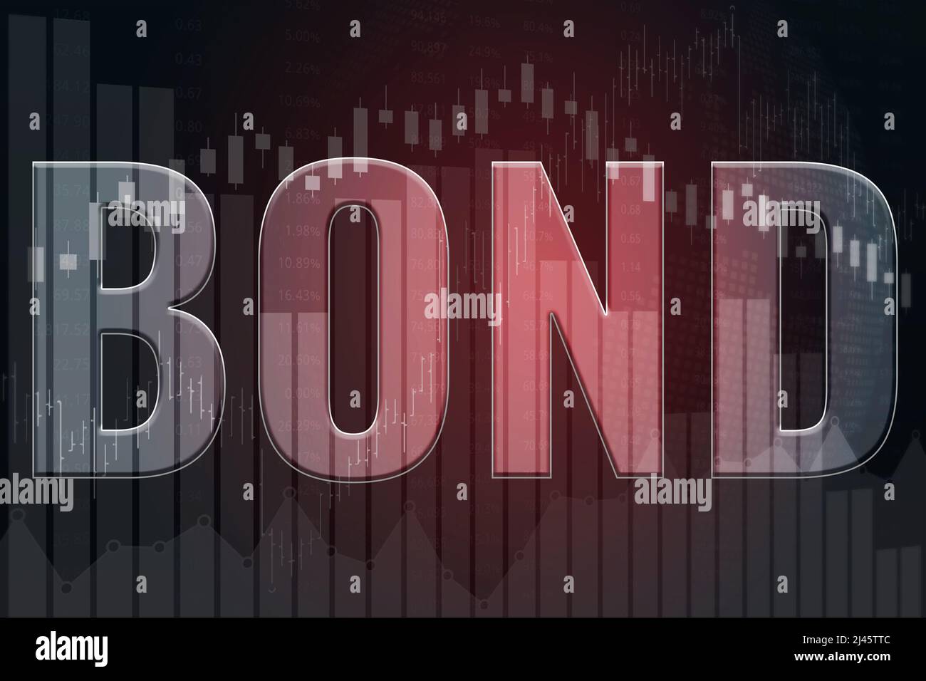 Word Bond on dark red finance background. Global economy concept Stock ...