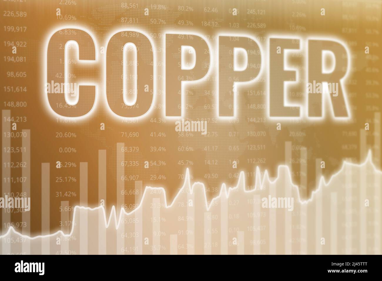 Price change on copper on yellow finance background. 3D render, soft ...