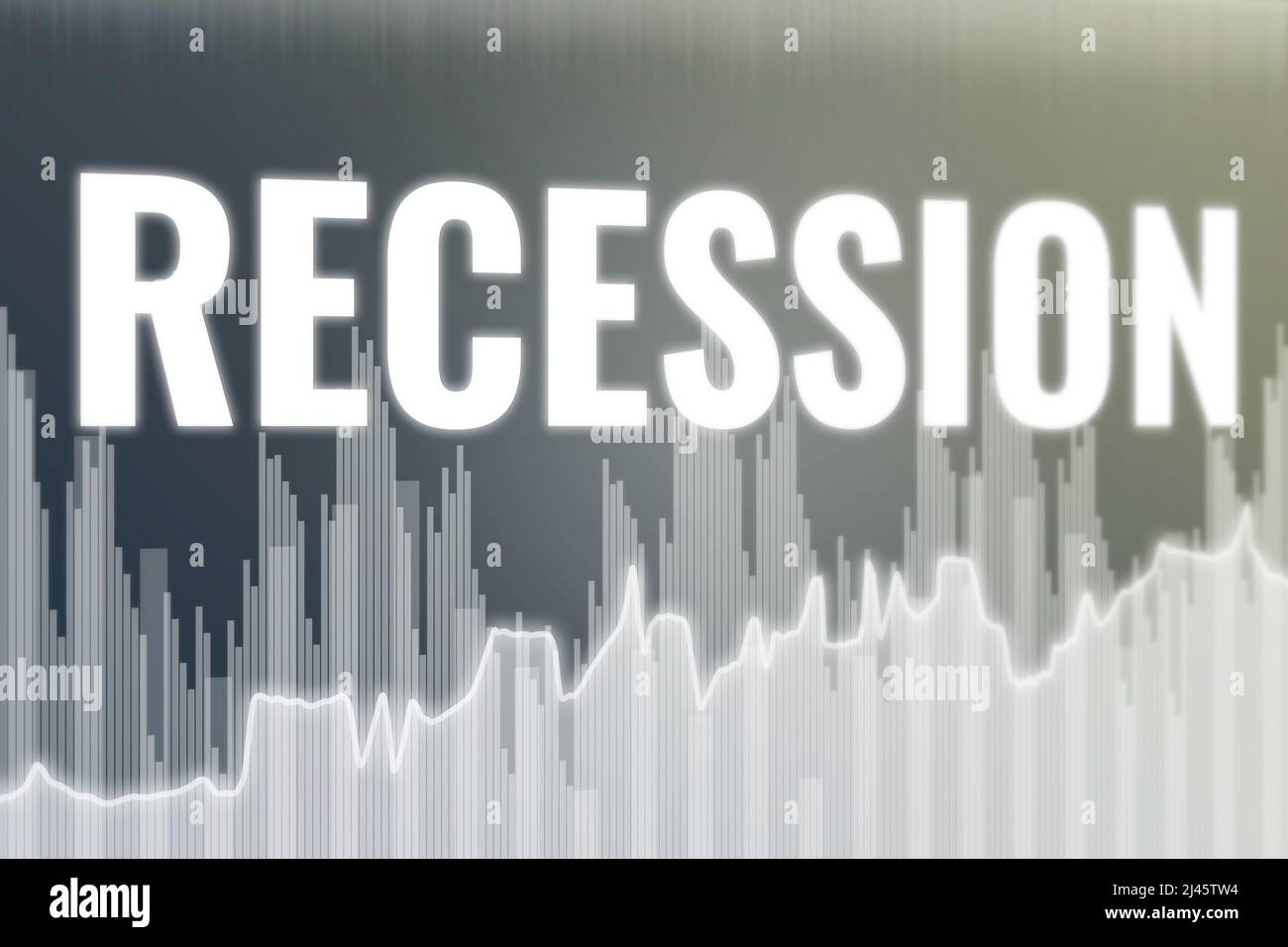 Word Recession on gray finance background. 3D render, soft focus ...