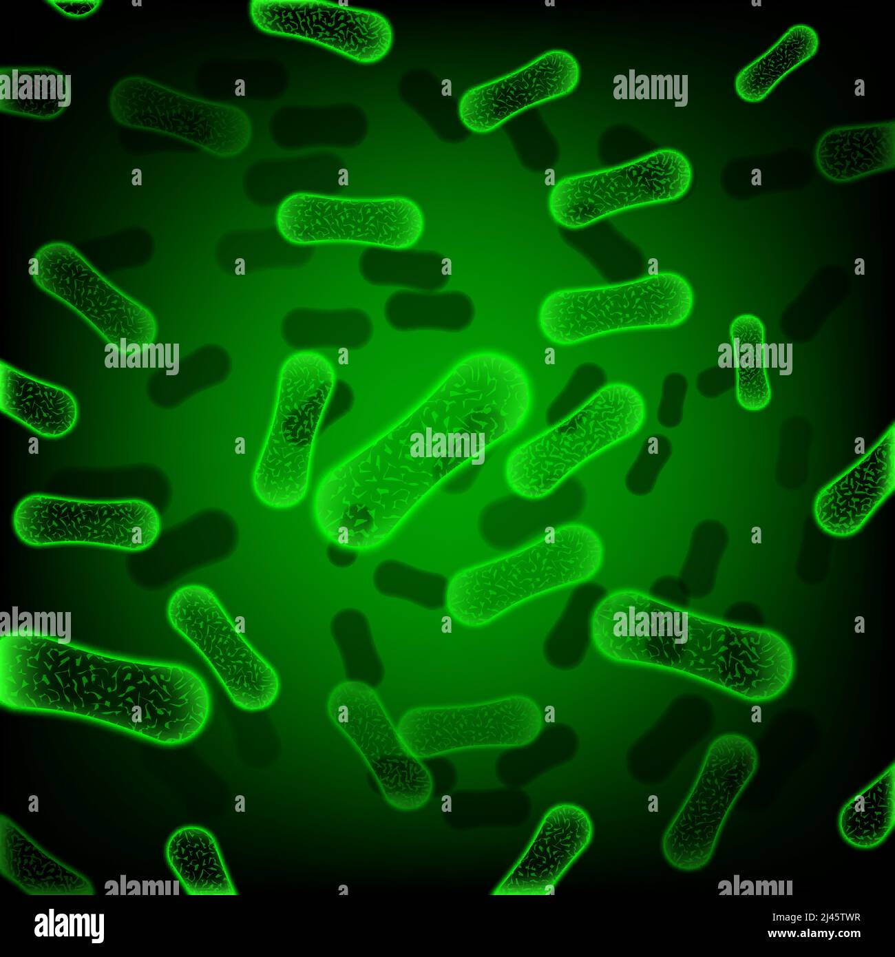 Green rod-shaped bacteria background. Research, science, virus. Biology ...