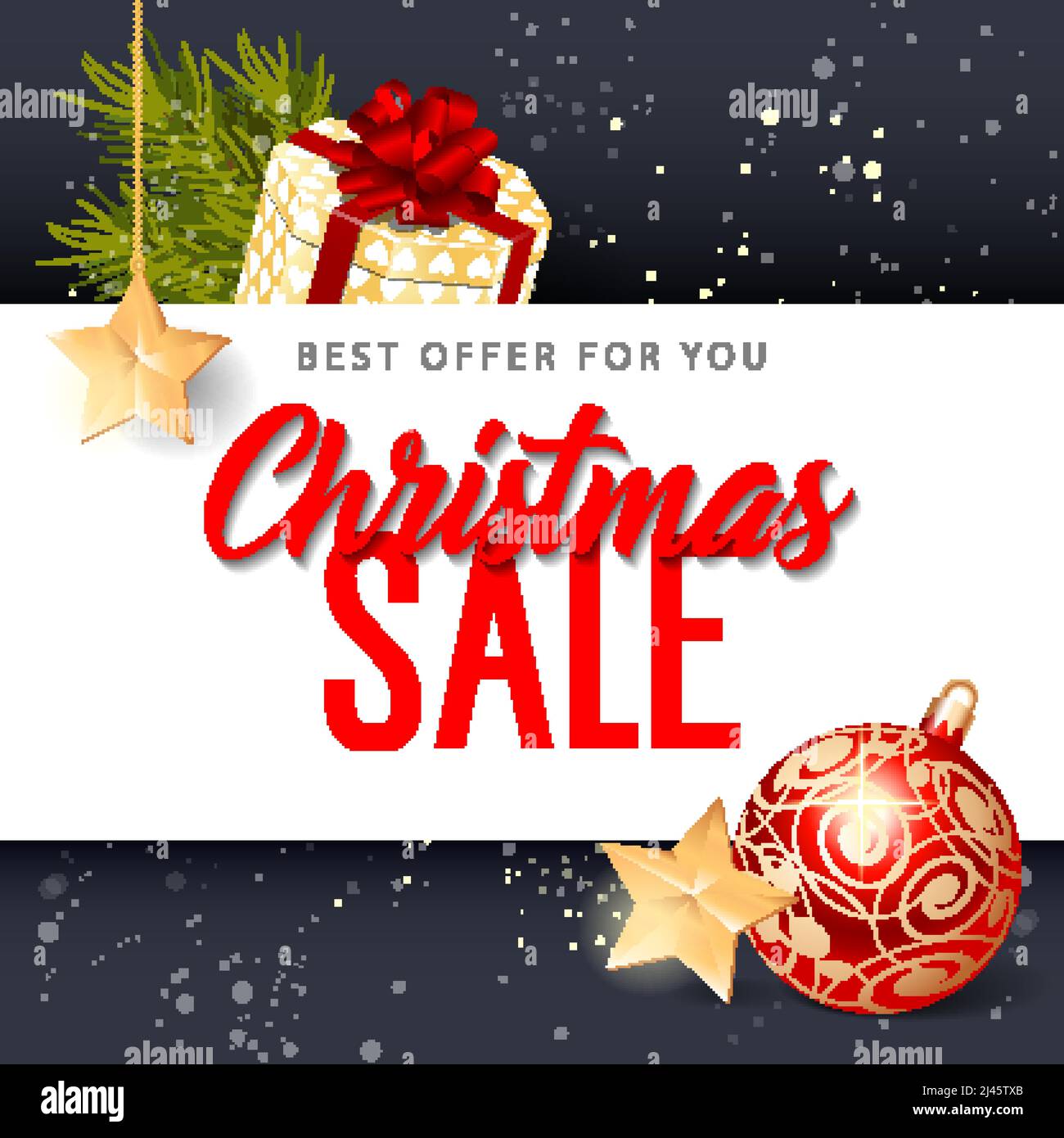 Best Offer for You Christmas Sale lettering. Christmas invitation with ...