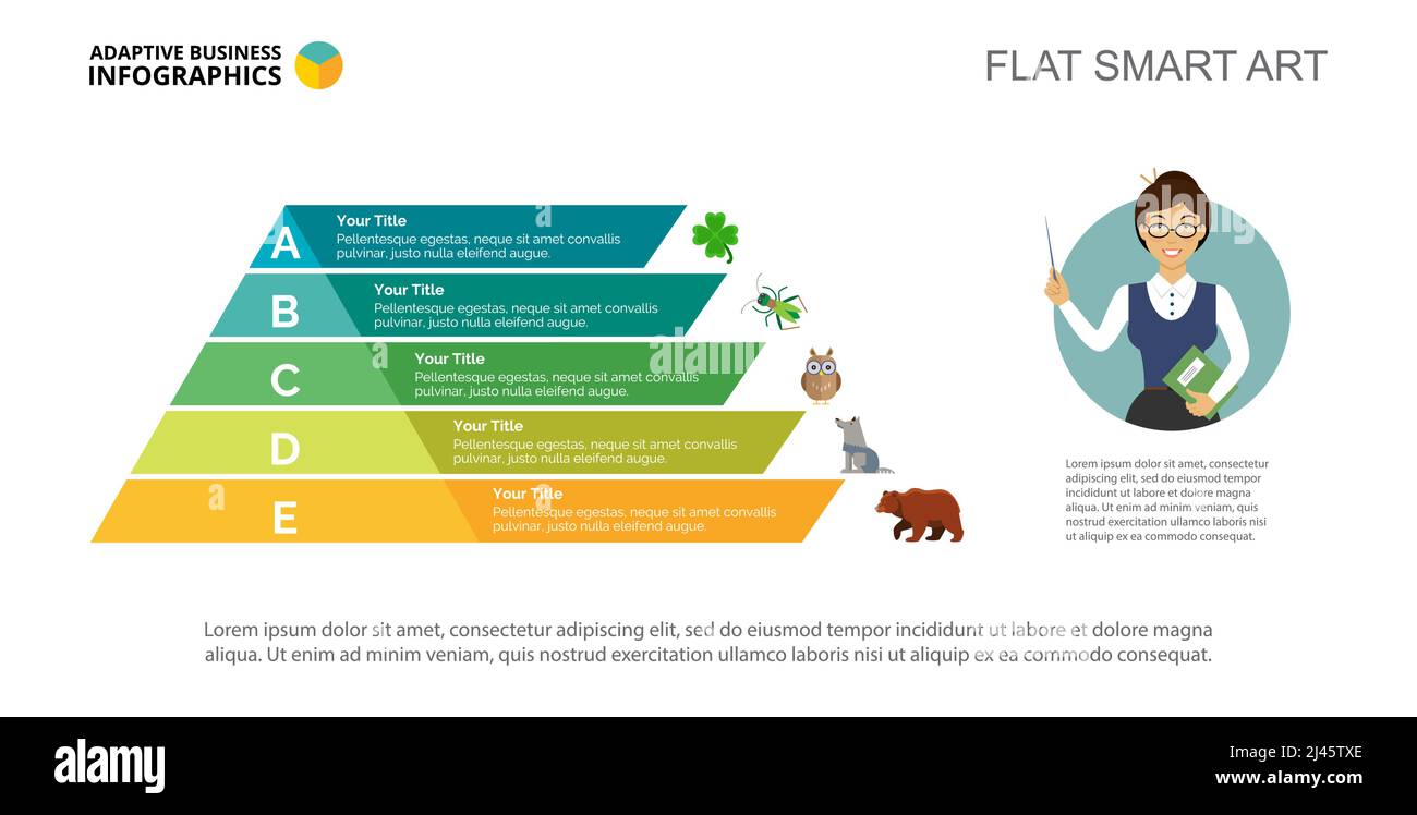 Five options process chart slide template. Business data. Point, step ...