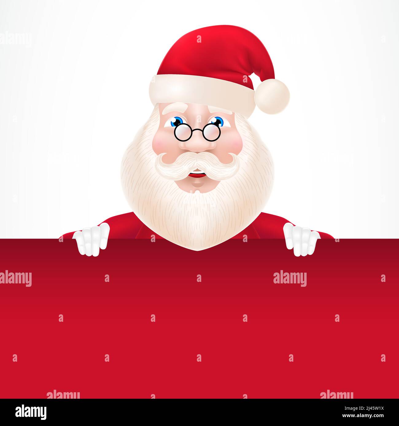 Illustration of Santa Claus holding red panel. Blank, template ...