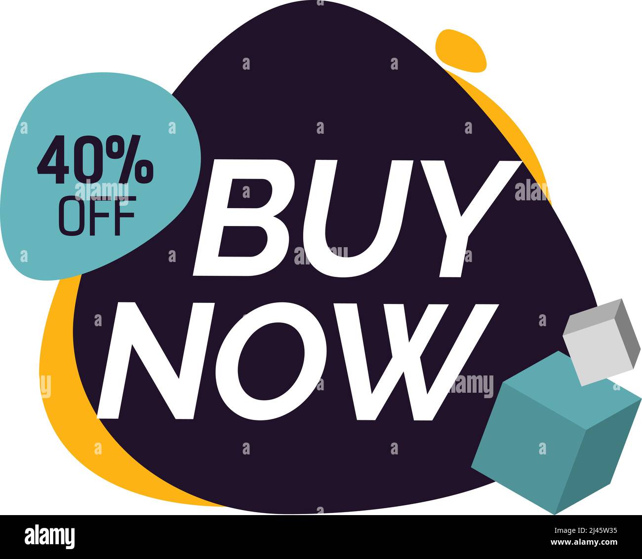 Buy Now Forty Percent Off lettering on paint blot. Typed text ...