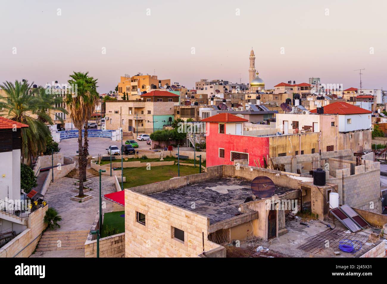 Tayibe, Israel - April 09, 2022: Sunset rooftop view of the ancient ...