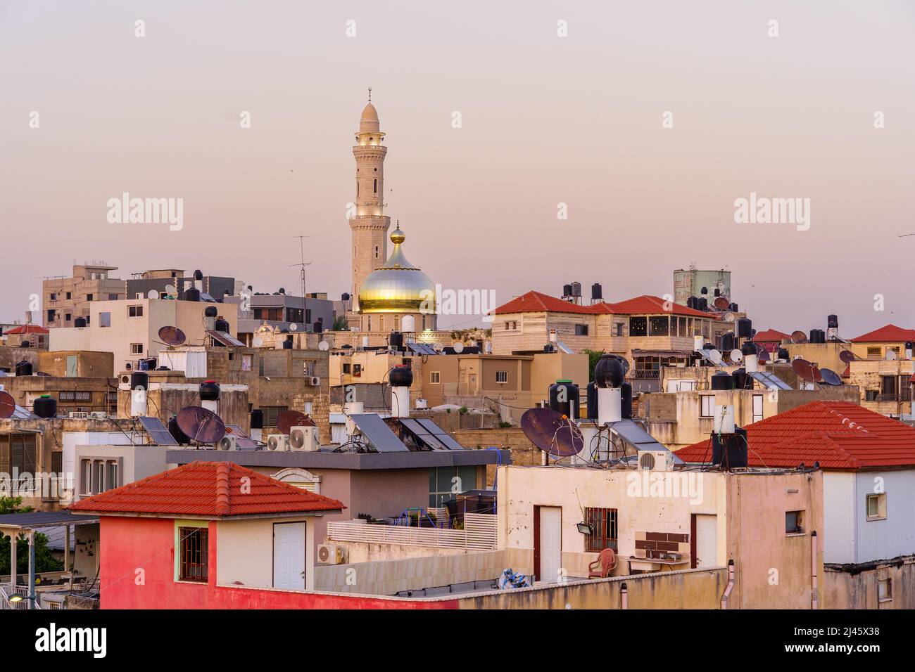 Tayibe, Israel - April 09, 2022: Sunset rooftop view of the ancient ...